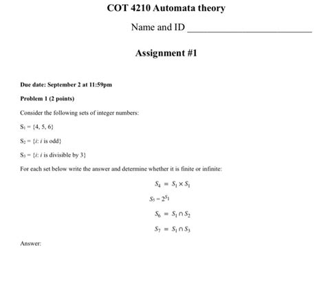 Solved Cot 4210 Automata Theory Name And Iid Assignment 1