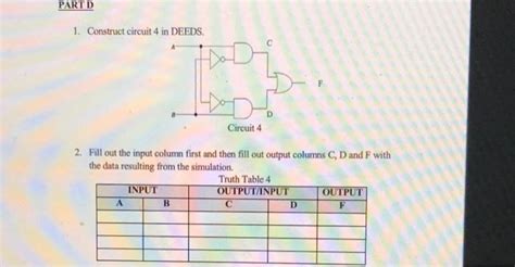 solved part d 1 construct circuit 4 in deeds circuit 4