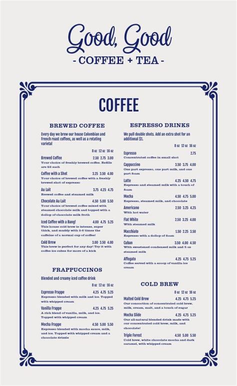 Printable Coffee Menu Design Template By Musthavemenus