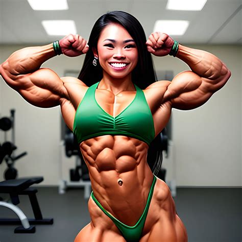 A Triumphant Beautiful Filipina Bodybuilder With Wide Set Eyes