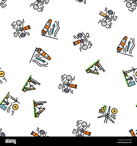 Wind Turbine Power Energy Farm Seamless Pattern Vector Stock Vector