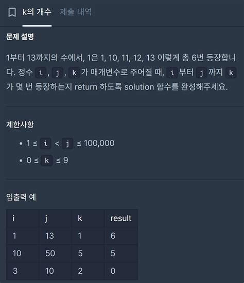 프로그래머스 자바 K의 개수