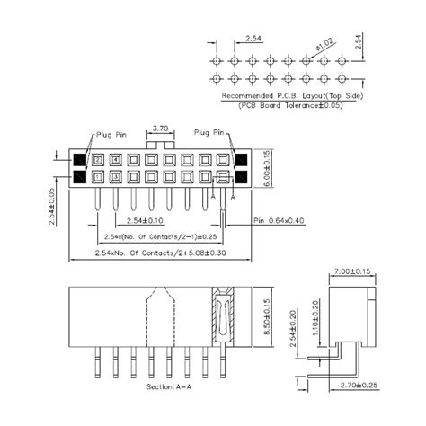 2x10 Pin Dişi Header Çift Sıra 180 Derece 254mm Bölünebilir Konnektör