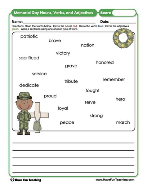 Memorial Day Worksheets Have Fun Teaching