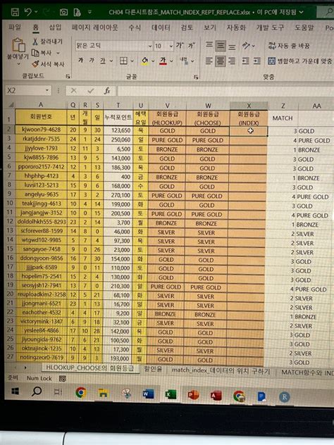 엑셀 Index Match 함수 문제 지식in