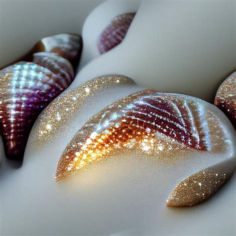Premium Ai Image A Group Of Shells With Glitter On Them