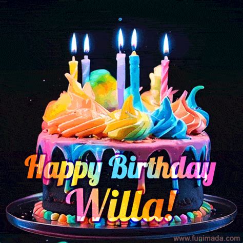 Vibrant Cake With Candles Willas Birthday  Download On