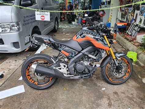 Yamaha Mt 15 Orange Design Juzz Wheelzz Full Decal Wrap