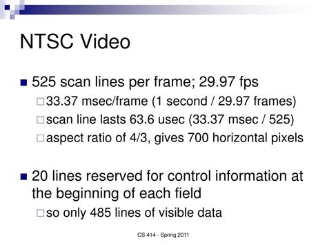 PPT CS 414 Multimedia Systems Design Lecture 5 Digital Video Representation PowerPoint