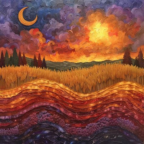 Waves Of Grain In A Field At Sunset Premium Ai Generated Image