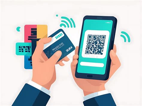 Contactless Payment Using Smartphone And Credit Card Stock Illustration Illustration Of
