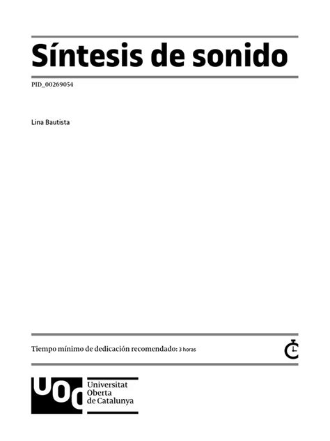 Taller De Arte Sonoro Módulo 5 Síntesis De Sonido Pdf