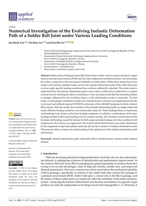 Pdf Numerical Investigation Of The Evolving Inelastic Deformation Path Of A Solder Ball Joint