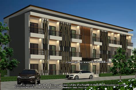 แบบก่อสร้างโรงแรม3ชั้นโมเดิร์น Modern Style แบบบ้าน แบบอพาร์ทเม้นท์ แบบอาคารพาณิชย์ แบบ
