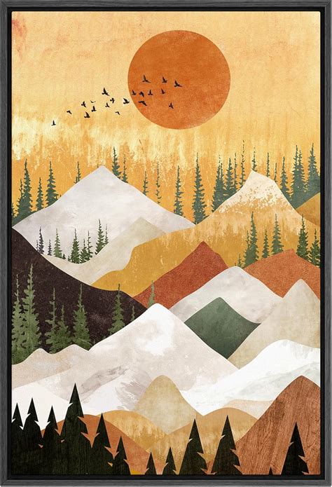 Signford Framed Canvas Print Wall Art Orange Sunset
