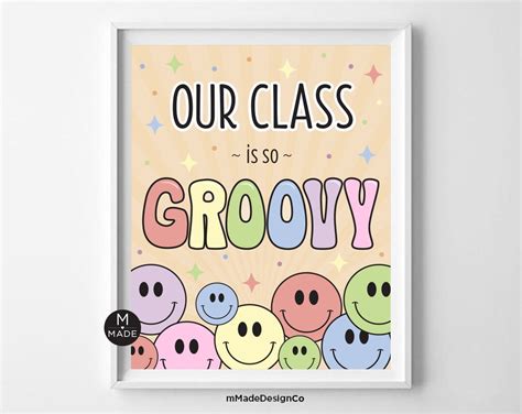 Groovy Classroom Sign Our Class Is So Groovy Bulletin Board Retro Smile