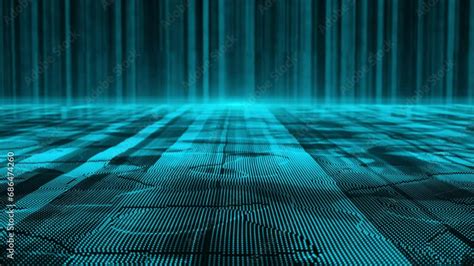 Royal Blue Color Digital Data Flow Particles Cyber Technology Futuristic Background Glowing