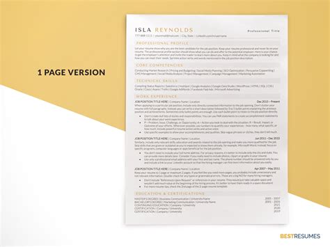Modern ATS CV Format Template Isla BestResumes Co