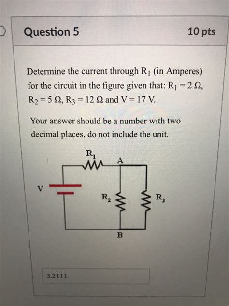Solved Question 5 10 Pts Determine The Current Through R1