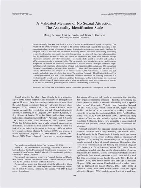 A Validated Measure Of No Sexual Attraction The Asexuality Identification Scale Pdf