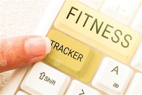 Hand Writing Sign Fitness Tracker Word Written On A Monitoring Device That Records Any