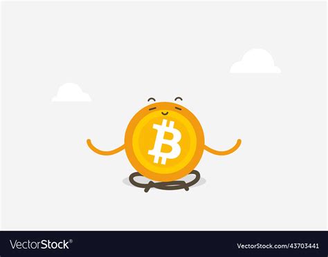 Bitcoin In Yoga Pose Btc Coin Practicing Vector Image