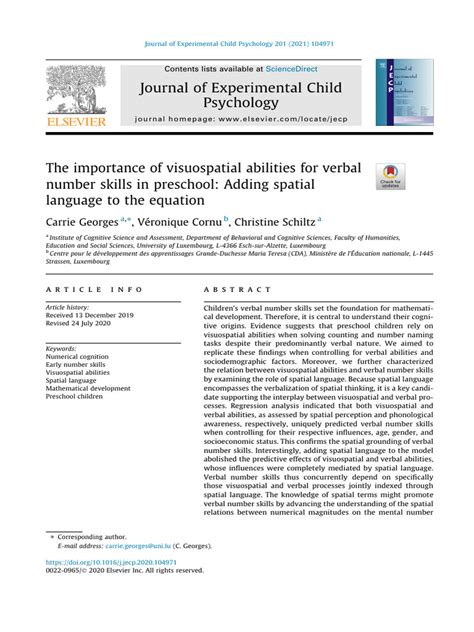 The Importance Of Visuospatial Abilities For Verbal Number Skills In