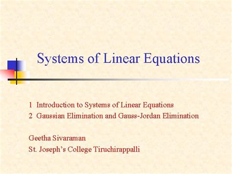 Systems Of Linear Equations Introduction To Systems
