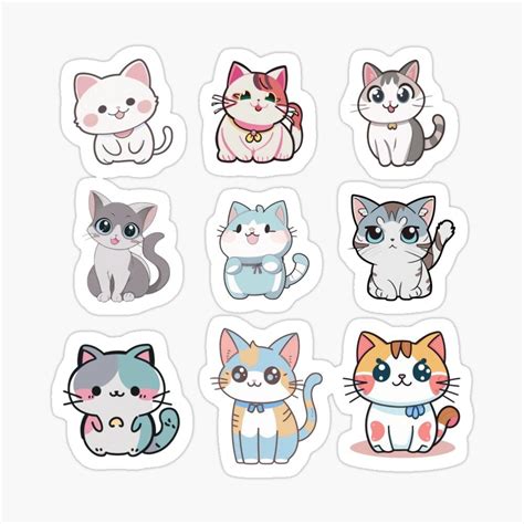 Pack Of 9 Cute Cats Stickers Sticker For Sale By Tgrafix Cat