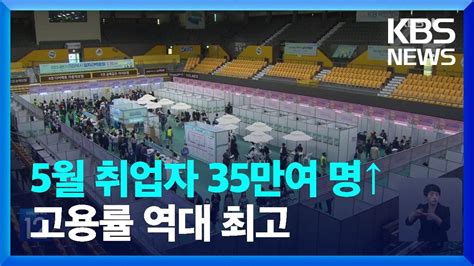 5월 취업자 35만여 명↑고용률 635 역대 최고 Kbs 20230614 Youtube