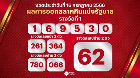 ตรวจหวย ผลสลากกินแบ่งรัฐบาล งวด 16กรกฎาคม 2566