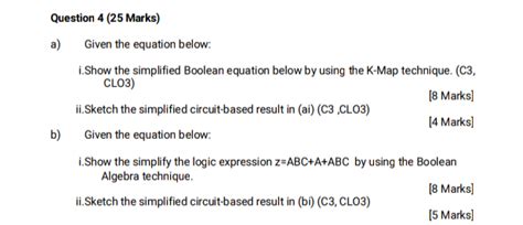 Solved Question 4 25 Marks A Given The Equation Below
