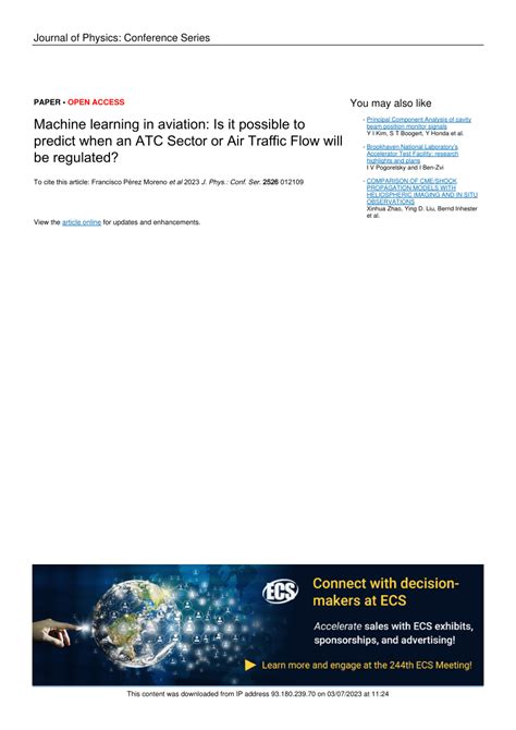 Pdf Machine Learning In Aviation Is It Possible To Predict When An Atc Sector Or Air Traffic