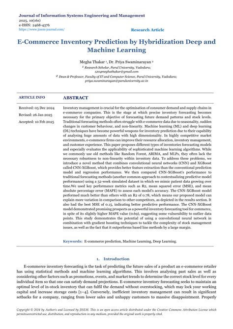 Pdf E Commerce Inventory Prediction By Hybridization Deep And Machine
