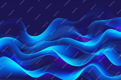 Luminous Waveforms Glowing Blue Gradient In Flowing Shapes Design Abstract Background Premium