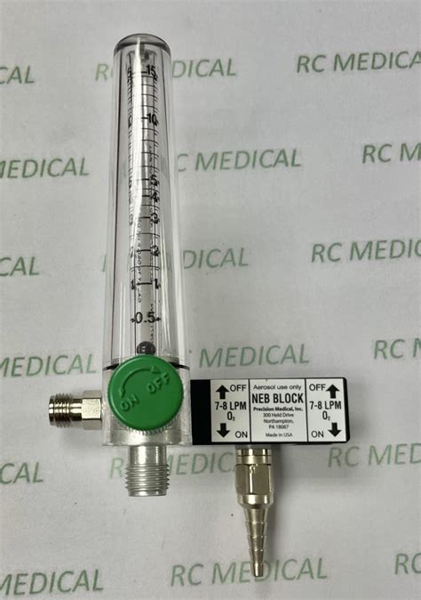 Precision Medical 6 7 Lpm Oxygen Flowmeter With Neb Block Diss Female