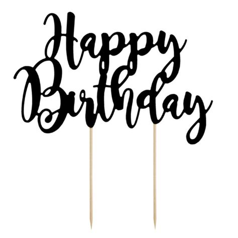 Topper Na Tort Happy Birthday Czarny Idealny Na Przyj Cie