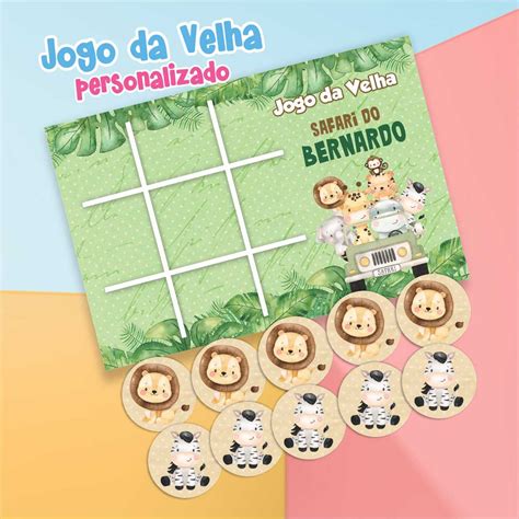 Jogo Da Velha Personalizado Safari Mod 001 10 Unidades Lemary Criativa