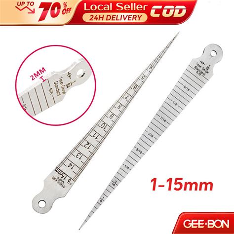 Geebon 1 15mm Stainless Steel Taper Gauge Feeler Gap Hole Metric Inch