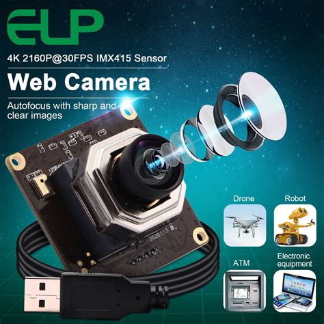 ELP Autofocus 4K USB Webcam Module HD 3840x2160 CMOS Sony IMX415 Mini