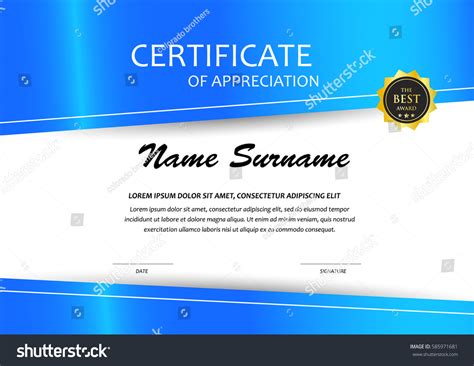 Certificate Template Diploma Layout Vector Stock Vector Royalty Free 585971681 Shutterstock
