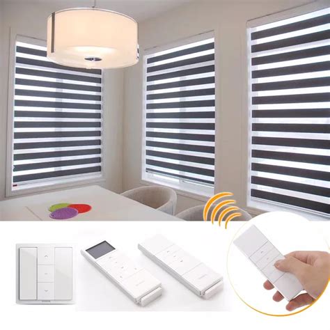 Horizontal Zebra Shades Remote Control Roller Zebra Blinds Home Decor