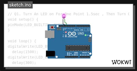 Q Turn An Led On For One Point Five Second Then Off For Three Mini Second Repeatedly
