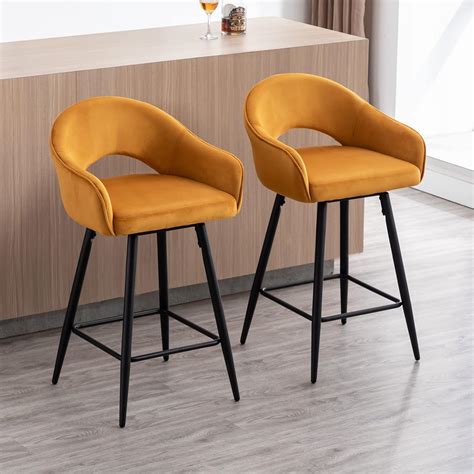 Buy Wahson Velvet Bar Stools Set Of Breakfast Bar Chairs With Backrest Upholstered Kitchen