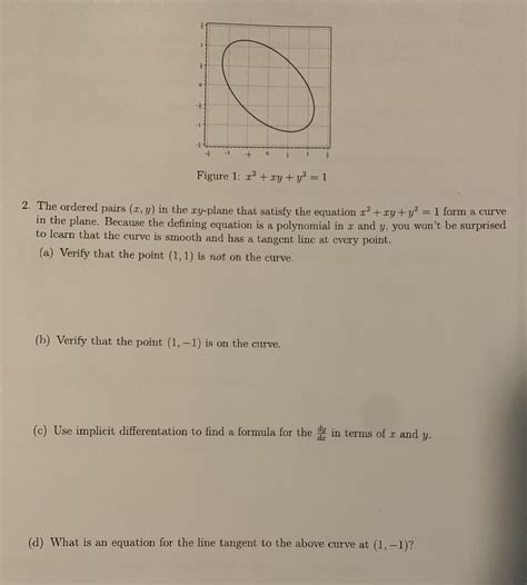 Solved Figure 1 X2 Xy Y2 1the Ordered Pairs X Y ﻿in The