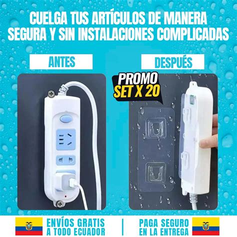 Ganchos Adhesivos Sin Perforaciones🎁promo 20 Pares🎁 EnvÍo Gratis