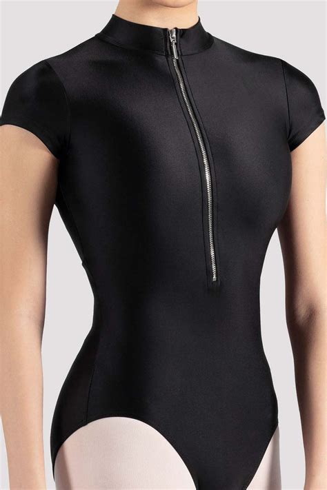Ladies Mirella Glow Zip Front Leotard Black Bloch Dance Eu