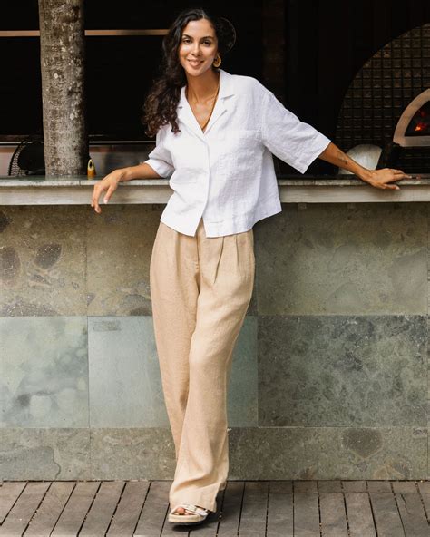 Linen Camp Shirt Orvieto In White Magiclinen