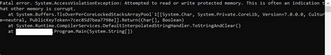 Systemaccessviolationexception Int128 Tostring Invalid Memory Reads