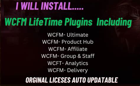 install all wcfm plugins with lifetime license updatable by kamuyo fiverr